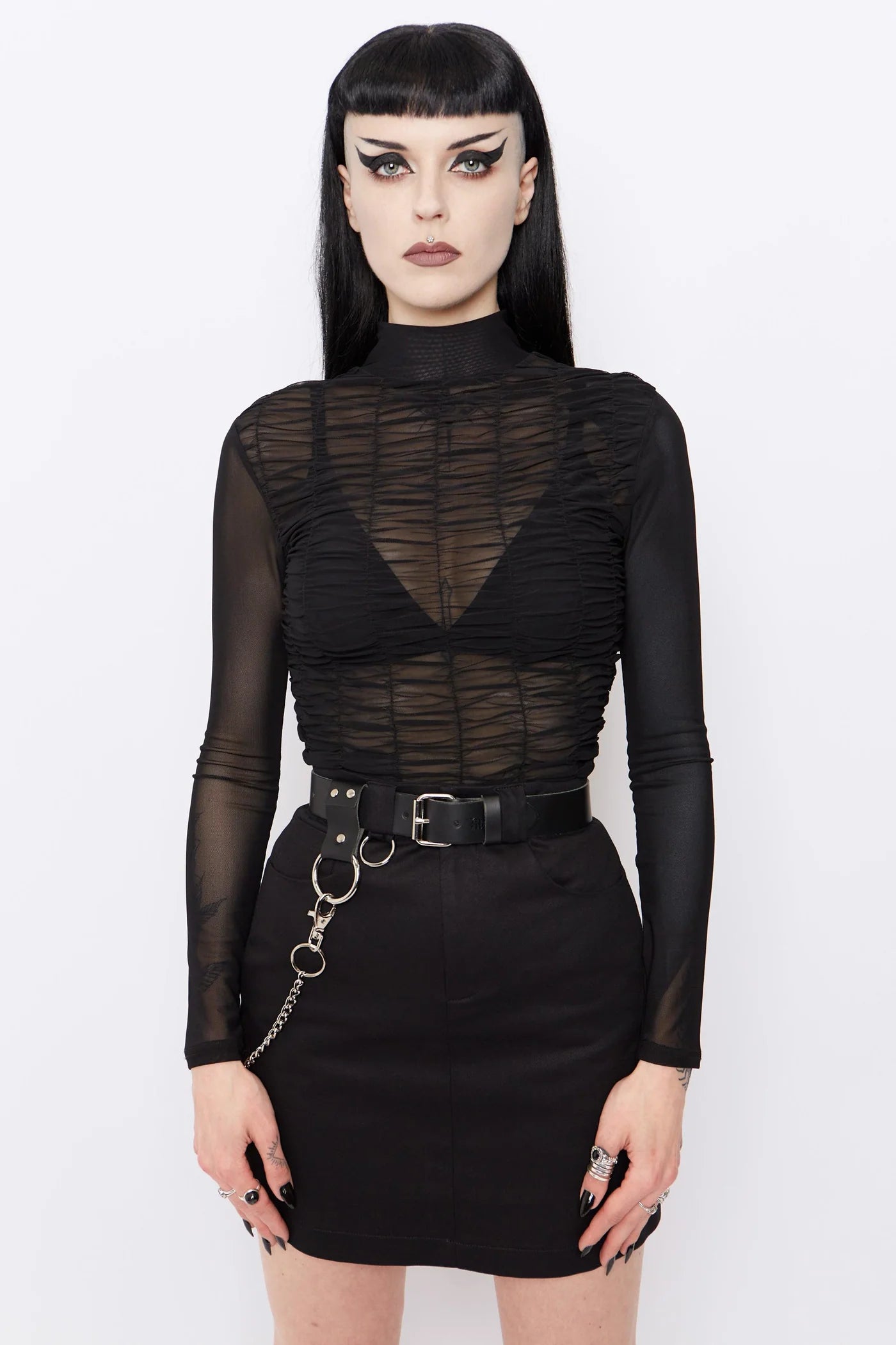 Nexus Ruched Mesh Top – Bloody Rose Boutique